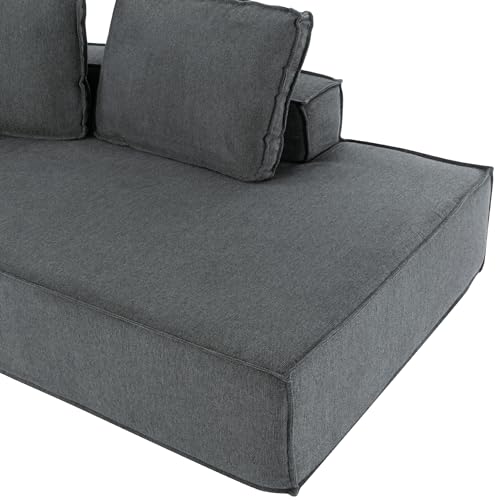 WOODRK 125.2'' Indoor Lounge Modular Sectional Sofa, Modern Upholstered Oversized Cloud Couch with Chaise Lounge, Comfy Chenille Fabric Curved Couches, for Living Room, Bedroom, Apartment, Gray