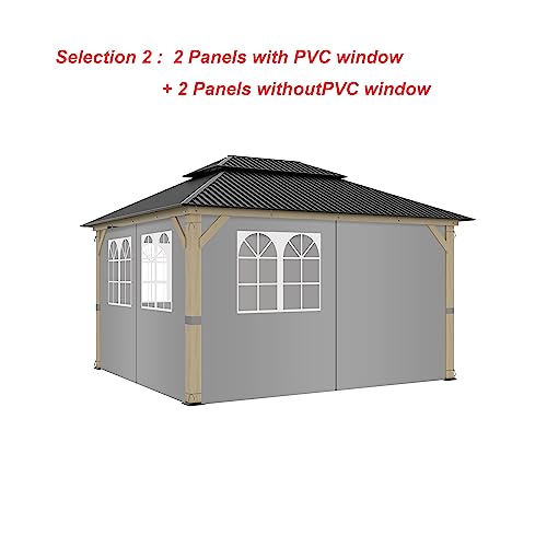 Garden Sunny 2 Panels-10'x10' Replacement Universal Gazebo Curtains Privacy Sidewall,Shade Curtains,Protecting Side Walls (Only Curtain -2 Panels Without PVC Window)-Grey