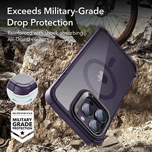 ESR for iPhone 14 Pro Max Case, MagSafe Compatible, Full Body Shockproof Case, Military-Grade Protection, Magnetic Phone Case for iPhone 14 Pro Max, Shock Armor Kickstand Case (HaloLock), Clear Purple
