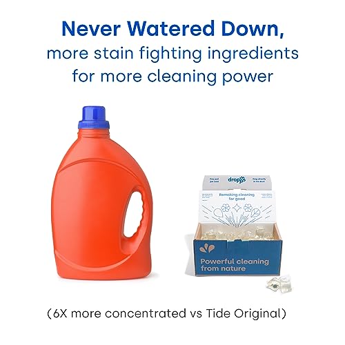 Dropps Stain & Odor Laundry Detergent | Clean & Crisp, 32 Pods | Low-Waste Packaging | Works In All Machines - High Efficiency (HE) Compatible | Powered by Natural Plant-Based Ingredients