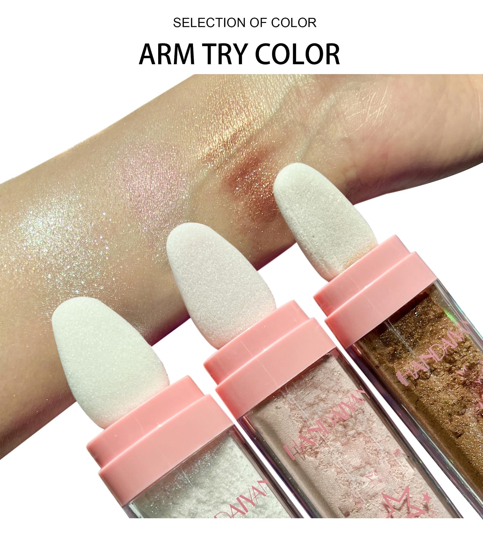 BeeYoYe 3 Color Glitter Powder Highlighter Makeup,Body Brightens the Natural Three-Dimensional Face Blusher Patting Glitter Powder Highlighter Makeup (01# 02#03#)