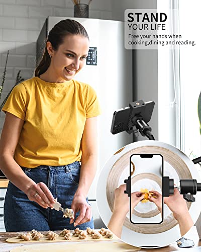 Gooseneck Phone Holder for Bed / Desk, Flexible Phone Holder with 360 Adjustable Clamp Clip, Overhead Phone Mount, for Cookie Decorating, Recording or Watching Video TikTok Blog Crafting Drawing