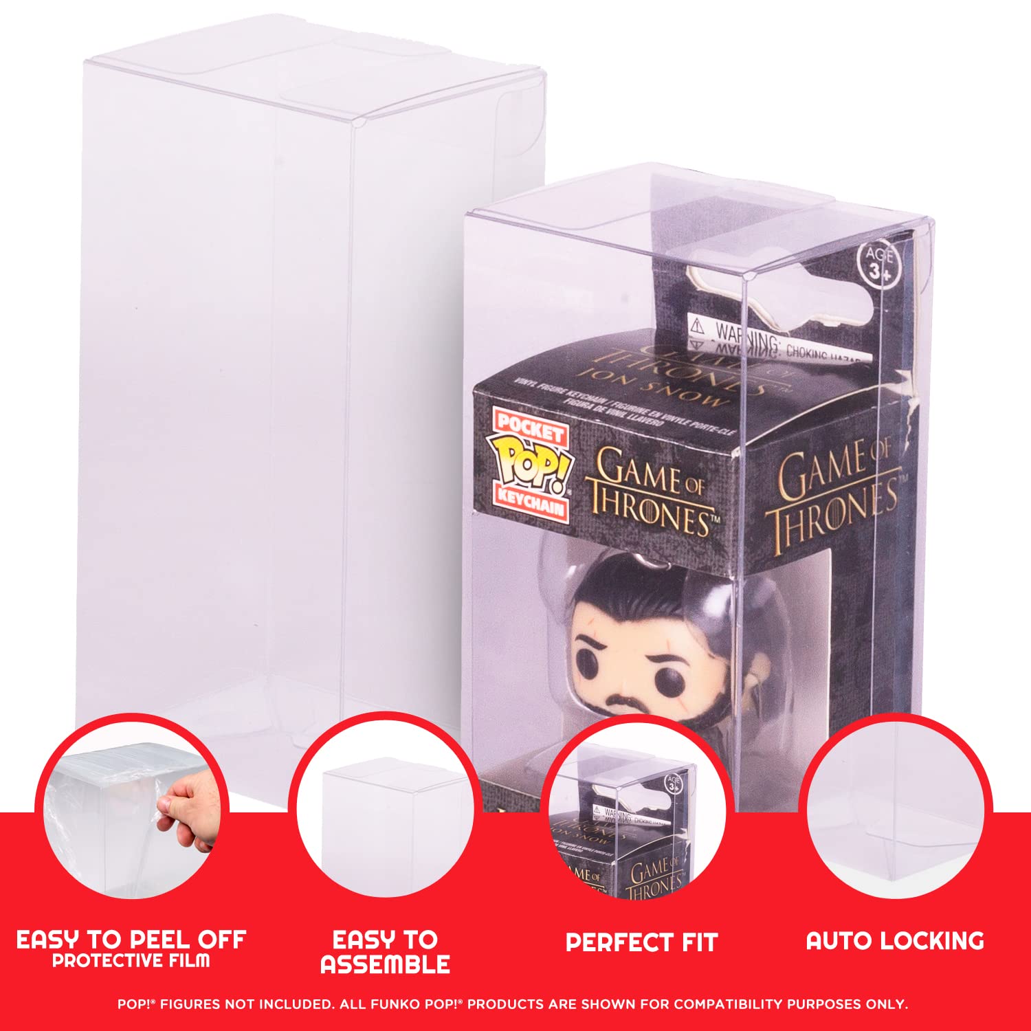 EVORETRO Funko Pop Protector for Funko Pocket Pop Keychain Standard Box Size - 10 Pack - 0.35 mm Clear Thick PET Plastic Display Protective Case Box. Protect and Organize Your Funko Pop Collection.