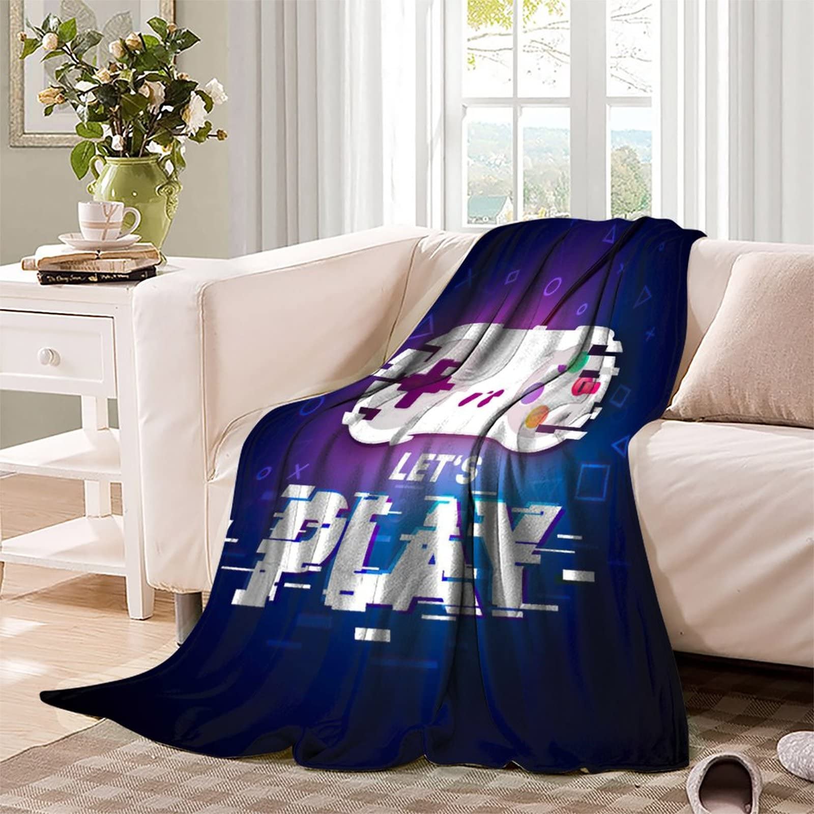 Kids Gamepad Blanket,Gamer Video Game Glitch Mode Gamepad Lets Play Printed Throw Blanket,Ultra-Soft Blanket for Couch Bed Sofa Ultra Warm and Cozy for All Seasons 60x80inch(150x200cm)