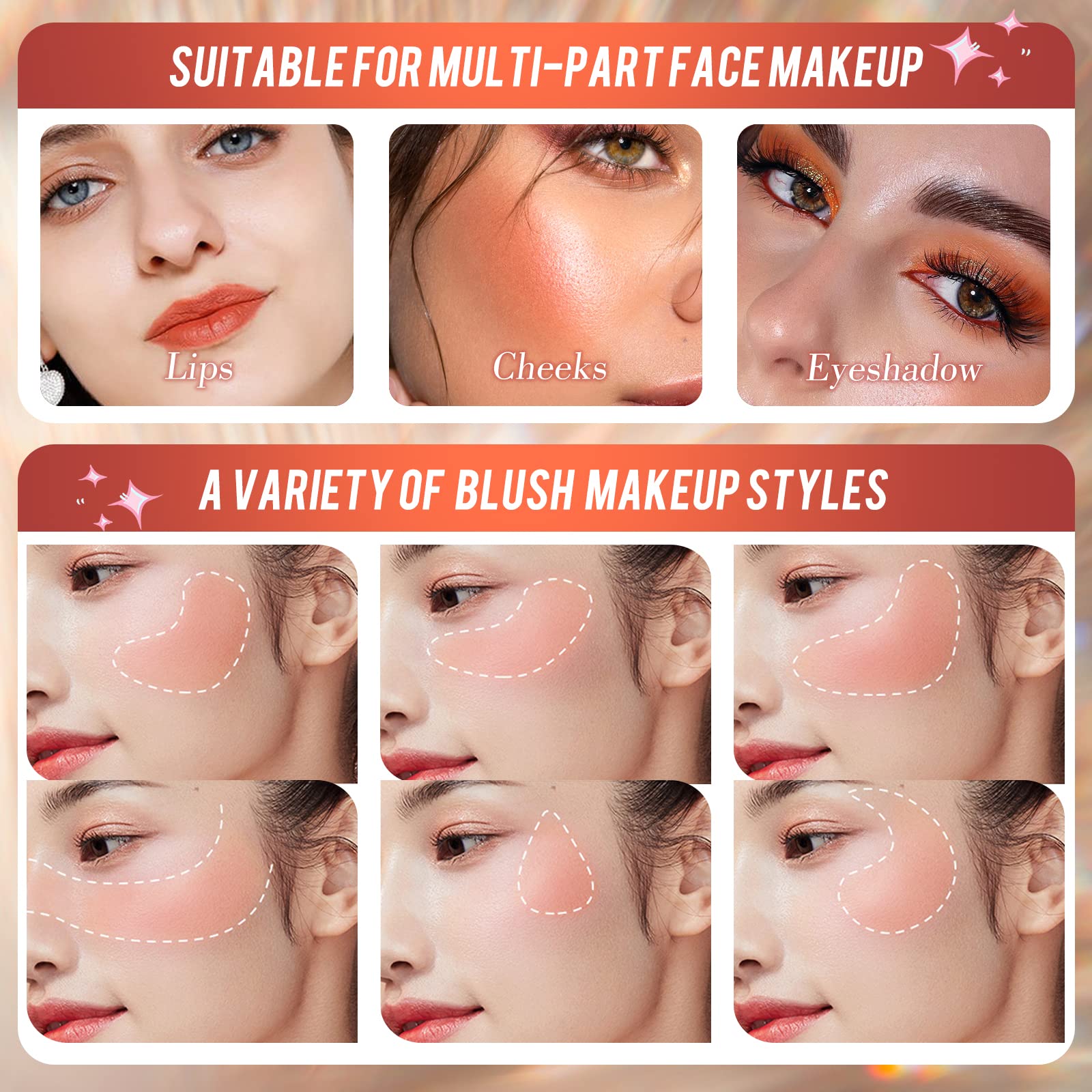 BEFIVECOK 3Pcs Liquid Blush Makeup Wand Set, Soft Cream Blush Stick with Cushion Applicator for Cheeks, Natural Creamy Formula, Lightweight Blendable Dewy Finish, Long-wearing Creme Blush Wand (Set B)