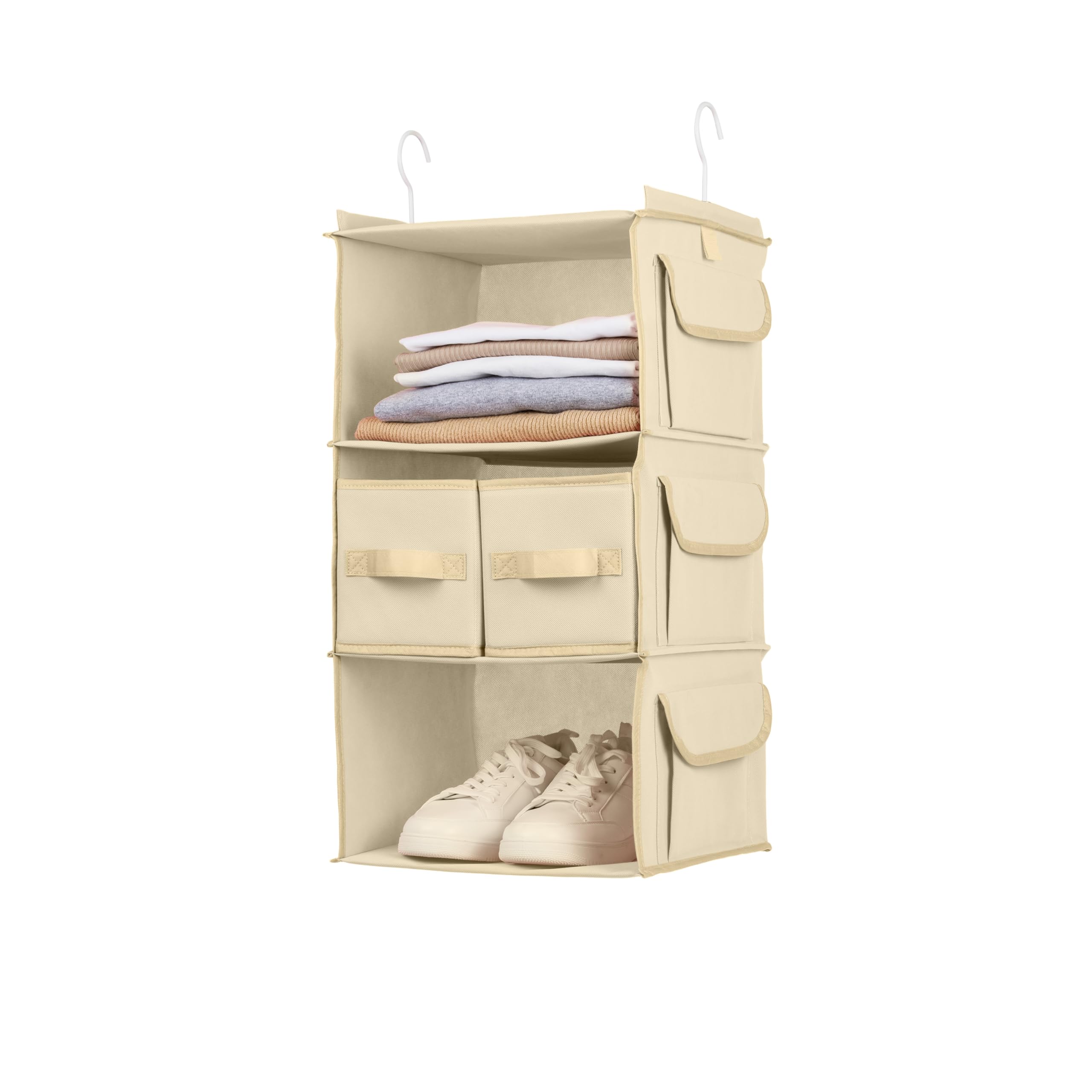 SMIRLY 3 Shelf Hanging Closet Organizer and Storage Shelves - Hanging Organizer for Closet, Hanging Shelves for Closet Organizers and Storage, Small Closet Organizer, Sweater Storage for Closet