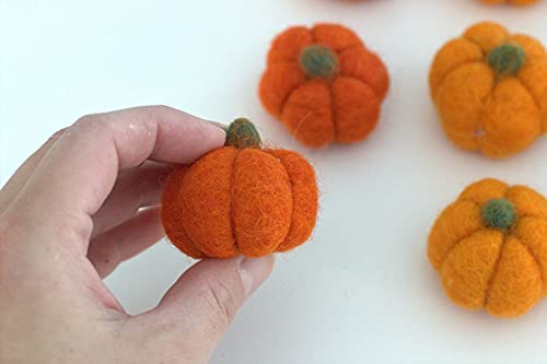 Felt Pumpkins- PICK YOUR COLORS- Approx. 1.5"- 100% Wool Felt- Fall Bowl Filler, Autumn Tiered Tray, Halloween Mantle Shelf Sitter, Thanksgiving Tablescape Centerpiece, DIY Handmade Craft