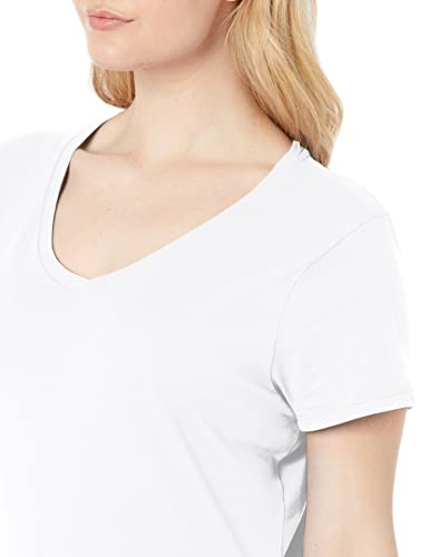 Hanes womens Nano Premium Cotton V-neck Tee fashion t shirts, White, Medium US
