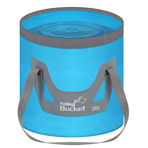 FYY Collapsible Bucket with Handle, Lightweight Folding Water Container 5 Gallon (20L) Portable Camping Folding Bucket for Fishing Outdoor Travelling Hiking Gardening