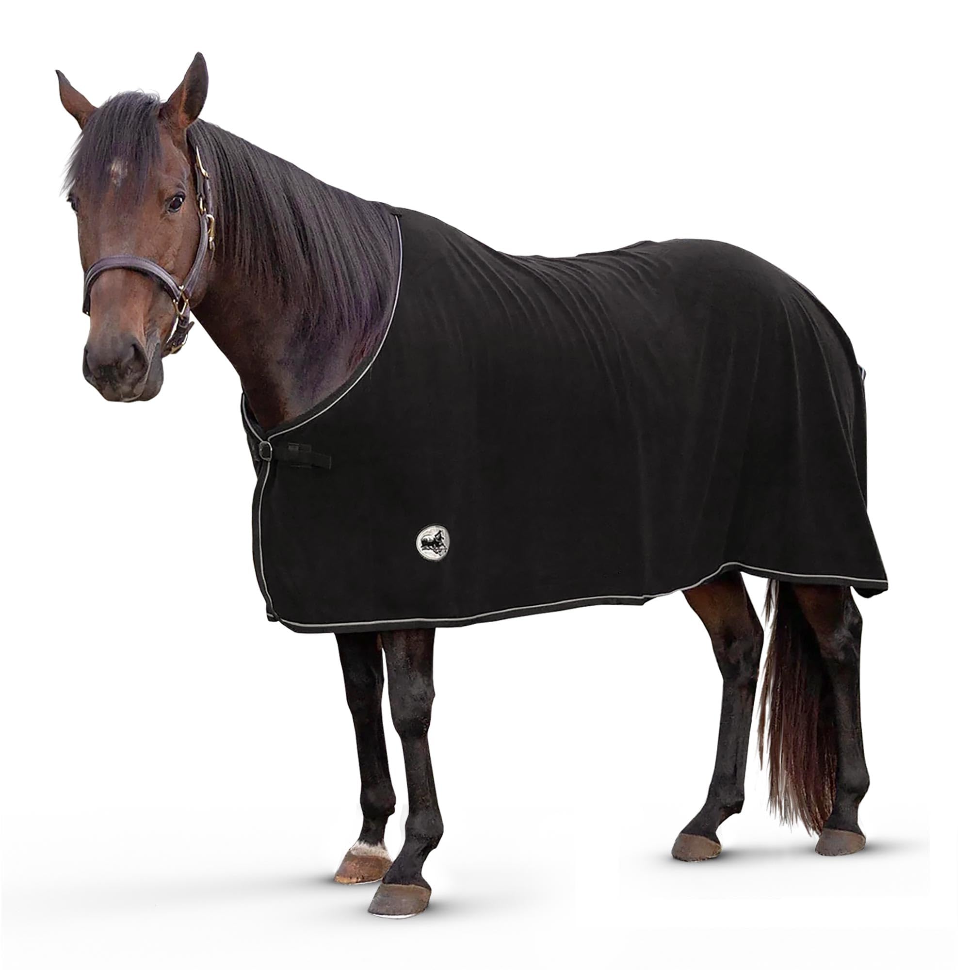 Jeffers Horse Fleece Cooler Blanket - Lightweight, Moisture-Wicking Western Blanket for Winter Warmth & Stable Use, Adjustable Fit, Durable & Easy-Care - Size 69", Black