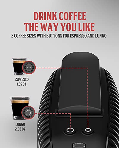 Gretess Espresso Machine, Coffee Machine Programmable Buttons for Espresso and Lungo, Capsule Coffee Maker, Italian 20 Bar High Pressure Pump, 34 Oz Water Tank, Black, OPT-07MB