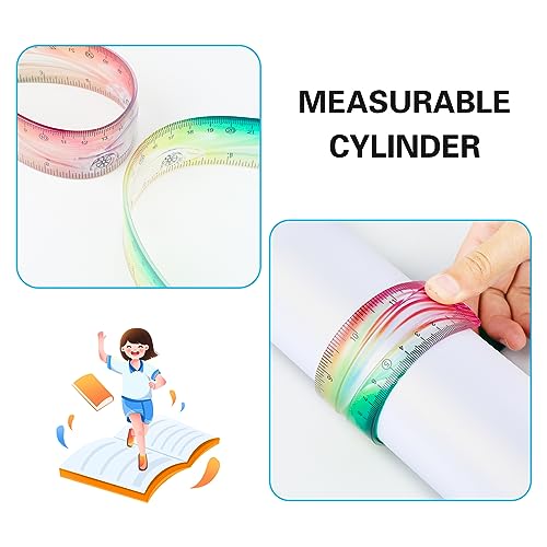 Grevosea 2 Pieces Rulers for Kids, Flexible Ruler Plastic Ruler 12 Inch Ruler with Centimeters and Inches Soft Bendable Ruler Shatterproof Straight Edge Ruler for School Classroom Office (Yellow)