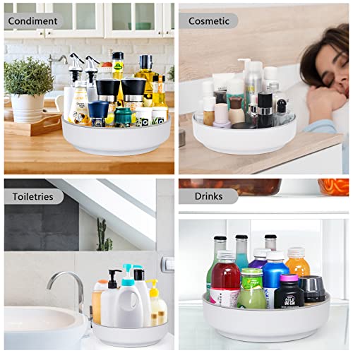 FYY Lazy Susan Organizer, 10.4 inch Turntable Cabinet Organizer Rotating Spice Rack Kitchen Storage Cosmetic Makeup Organizers for Cabinet Kitchen Pantry Refrigerator Countertop Organization White