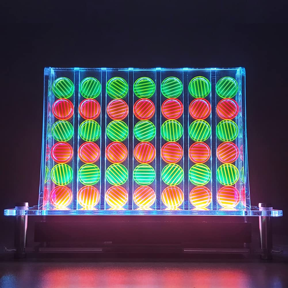 OnDisplay Luxe Glowing Acrylic Four in a Row Game w/Lights & Remote Control (Pink/Yellow)