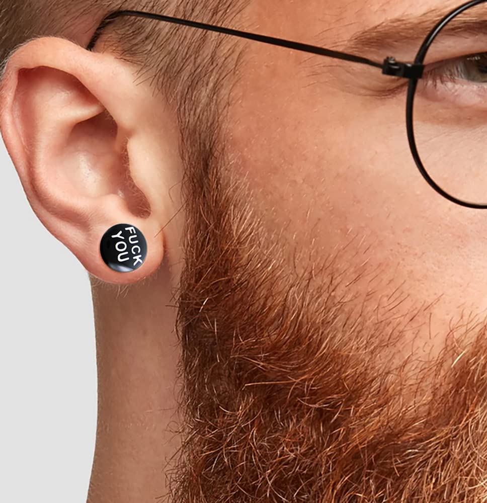 AtoZ Piercing 00 Gauge - 10MM Word Logo Picture on Black UV Acrylic Internally Threaded Double Flared Ear Plug - Sold by Piece
