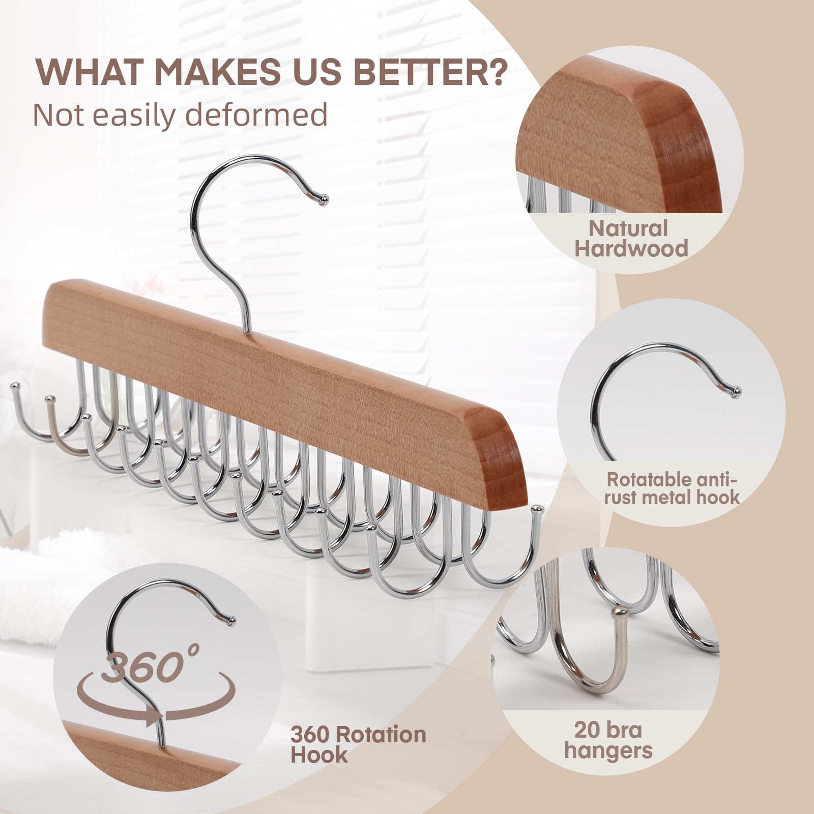 Sgokuno Bra Hangers for Closet Organizer, Tank Top Hanger with 20 Foldable Bra Hanger Hooks, Space Saving Hangers,Perfect for Dorm & Apartment essientials for Closet Organizers and Storage.