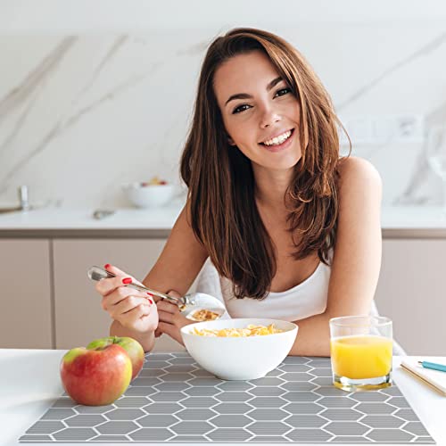 Glotoch Premium Non Slip Shelf Liner 12β X 20FT, Non Adhesive Drawer Liner, Waterproof Shelf Liners for Kitchen Cabinets, Drawer, Fridge, Wire Shelving, Pantry, Bathroom-Heavy Duty, Grey Geometric