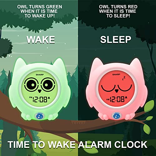 SHARP Ready to Wake Owl Sleep Trainer, Kid’s Clock for Ready to Rise, Ceiling Projection Nightlight and “Off-to-Bed” Feature – Simple to Set and Use!