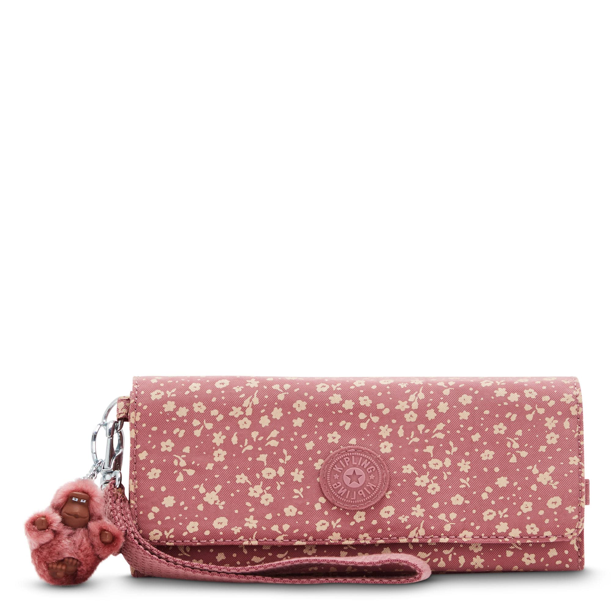 Kipling Rubi Large Printed Wristlet Wallet Bubbly Flowers Pink
