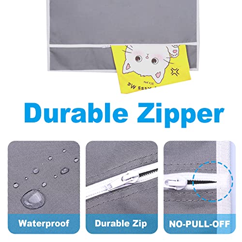 Hanging Laundry Hamper(30"L x 20"W) with 2 Adjustable Stainless Steel Over Door Hooks 30Lb& 2 Adhesive Hooks 2.75"L 25Lb & Grey Mesh Laundry Bag. Large Size Door Hamper for Kids Room, Bathroom, Dorm