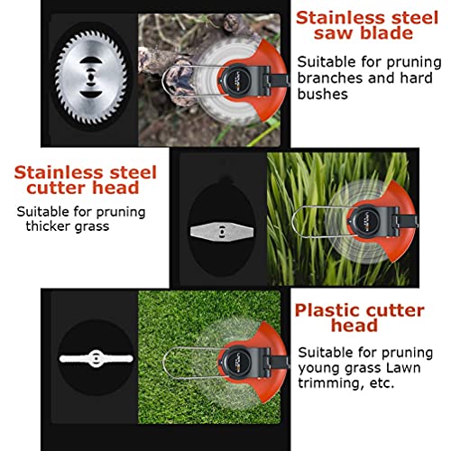 GMRZ Portable Electric Grass Cutter Machine, Handheld String Trimmer Lawn Mower 24V Powered Garden Edger Tool with U-Handle and Replace Blade,2 Battery