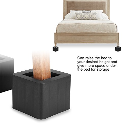 Gavigain 4pcs Set Furniture Riser Furniture Leg Risers PP Plastic Non Slip Riser for Table Desk Bed Sofa Black Color