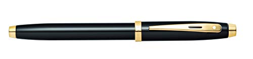 Sheaffer 100 - Refillable fountain pen, fine nib, glossy black lacquer finish, gold tone trim