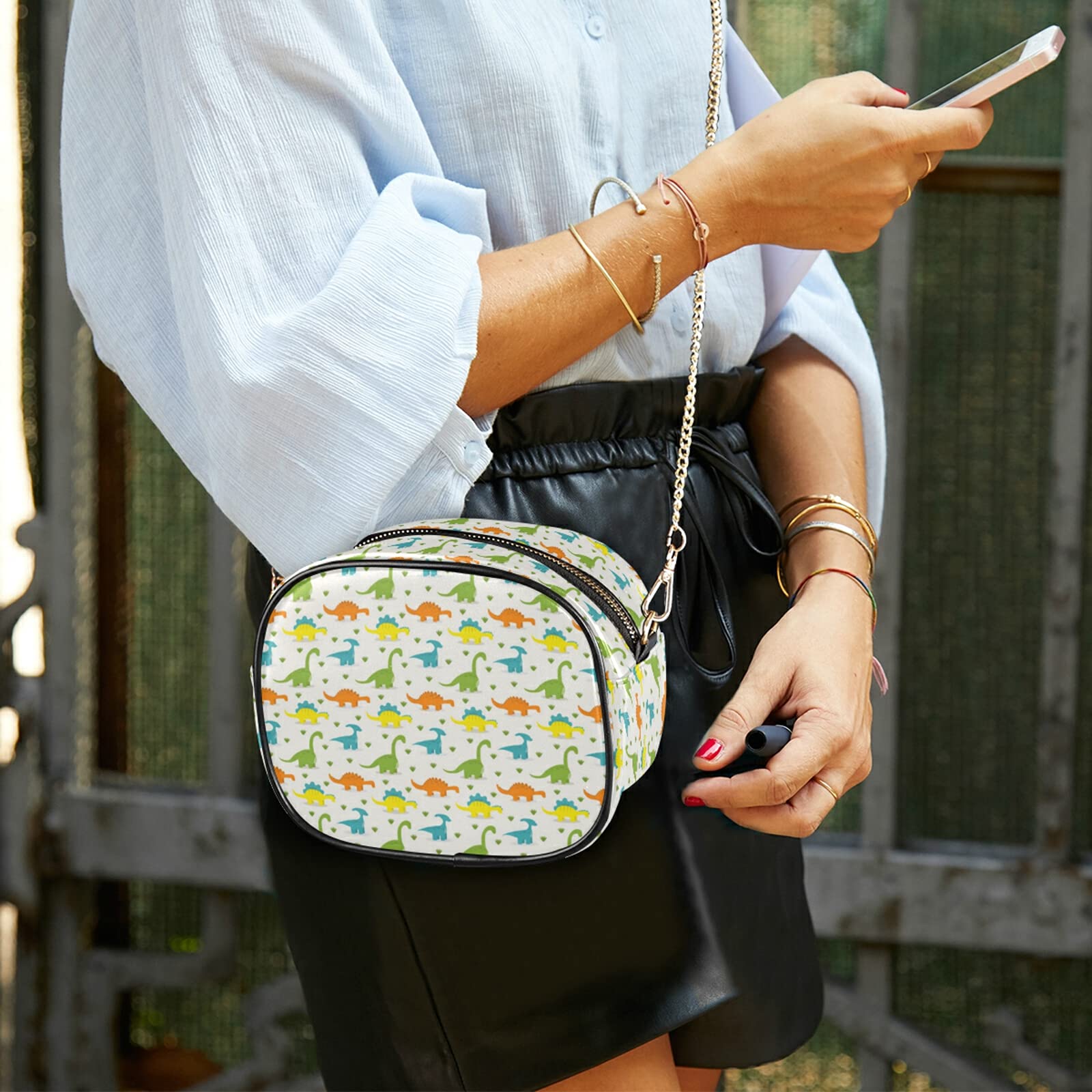 Jurassic Dinosaur Small Crossbody Shoulder Bag for Women,Cellphone Bags Card Holder Wallet Purse and Handbags