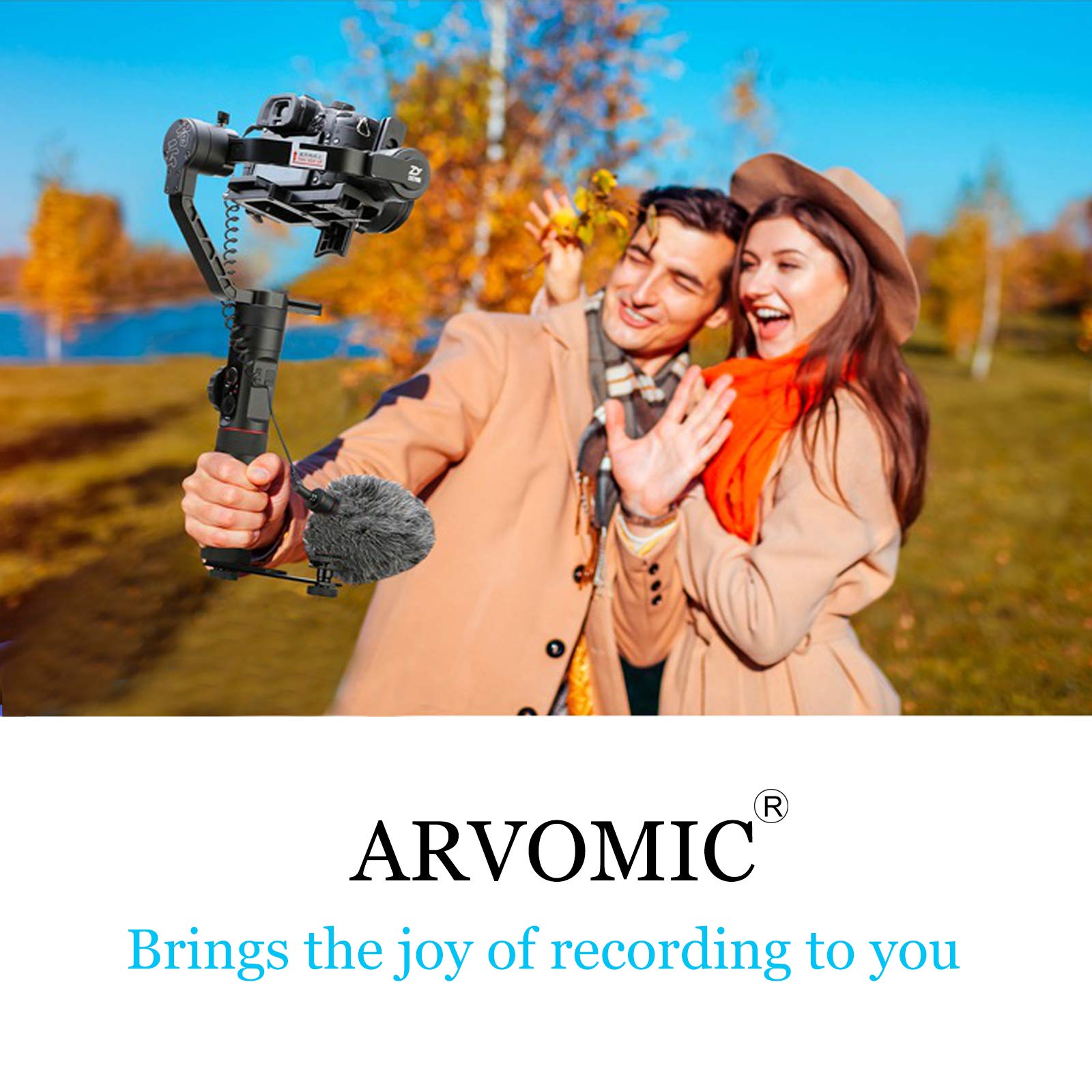 ARVOMIC Camera Video Microphone, Universal Shotgun Mic with Shock Mount, Deadcat Windscreen, Mini Tripod, Carrying Bag, Compatible with Smart Phones, Cameras, Ideal for Vlogging, Filming (AO-666B)