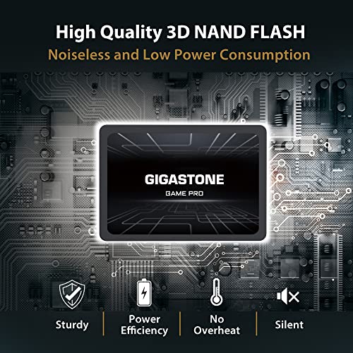 Gigastone SATA SSD 1TB SSD 2.5 Game Pro 3D NAND Internal SSD SLC Cache Boost Speed 540MB/s, Internal Solid State Drives Upgrade Storage for PC PS4 Laptop SSD Hard Drives SATA III 6Gb/s 2.5”/7mm