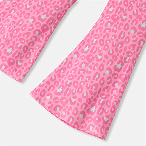 L.O.L. Surprise! Girls 2 Piece Outfits Tie Knot Long Sleeve Tee Top and Heart Pink Bell Bottom Flared Pants Set Black 5-6 Years