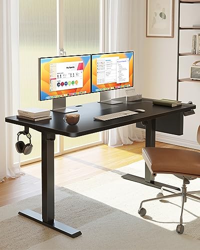 ErGear Standing Desk with Storage Pocket, 48 x 24 inch Height-Adjustable Standing Desk, Electric Standing Desk Workstation with Height Memory Presets for Home & Office, Black