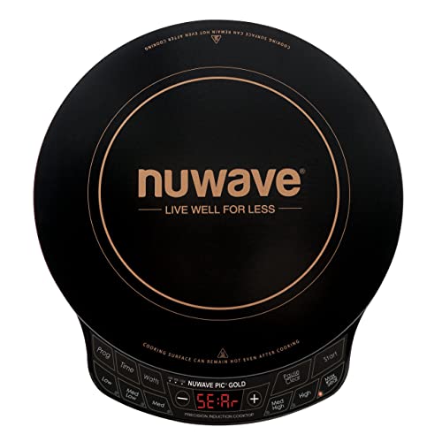 Nuwave (Renewed) Gold Precision Induction Cooktop, Portable, Large 8” Heating Coil, 12” Shatter-Proof Ceramic Glass Surface, 51 Temp Settings from 100°F - 575°F, 3 Watt Settings 600, 900, & 1500 Watts