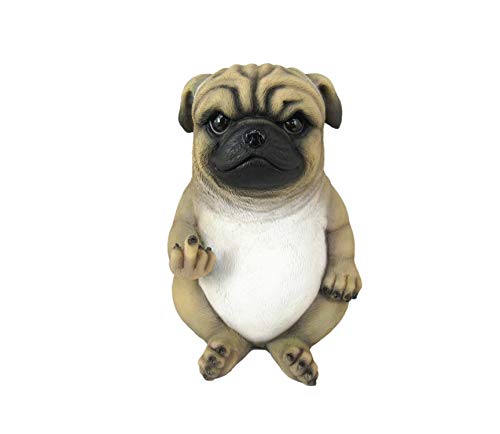 Pug Life Cheeky Middle Finger-Flipping Pug Dog Hand Painted ResinStatue - Adorable 6.75-Inch Decorative Figurine for Your Home, Office, and Garden Display