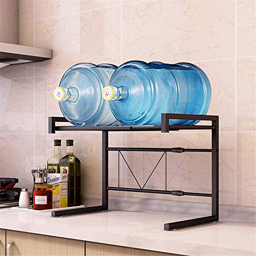 JF-XUAN Kitchen Shelf Kitchen Counter Holder 2-Tier Microwave Oven Rack Expandable Stainless Steel Microwave Shelf Kitchen Counter Shelf (Color : Black, Size : 65X36X42CM)