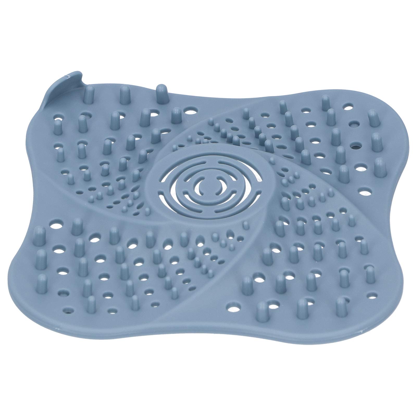 Shower Drain Hair Catcher, Durable Blue Square Hair Stopper Drain Cover, Drain Hair Catcher with Suction Cup for Bathroom Bathtub and Kitchen Easy to Install and Clean