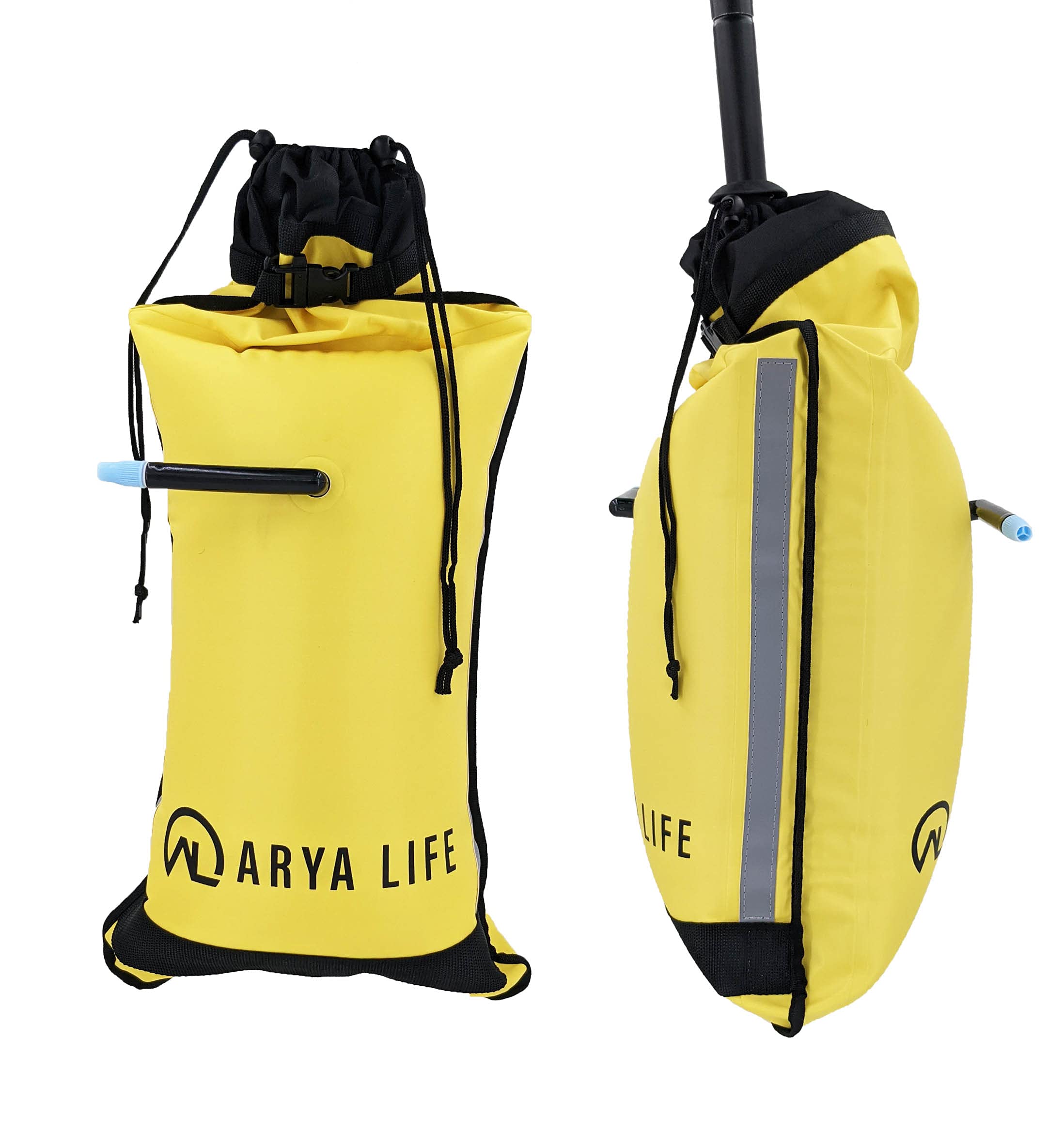 Arya Life Sea Kayak Paddle Float Floating Bag, Dual Air Chambers with Twist Air Valves, Yellow