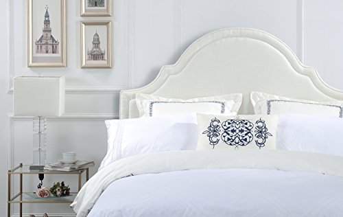 Jennifer Taylor Home Catherine Upholstered Queen Headboard, Antique White Woven