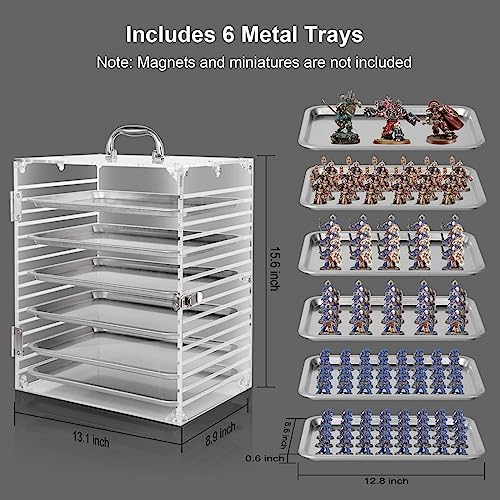 Famard Miniature Carrying Case for Collectibles Miniatures Storage, Clear Acrylic Action Figure Display Case with Protective Door Compatible with Warhammer 40k,DND&More