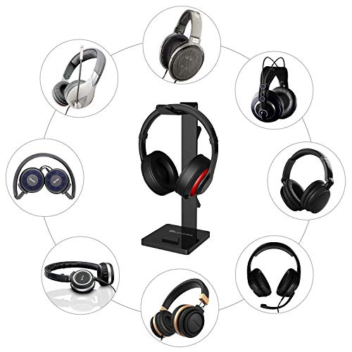 GeekDigg Headphone Stand Gaming Headset Holder for Desk Cable Organizer & Cellphone Stand for All Headphones Size Headphone Holder Set Gaming PC Accessories Gaming Station β Black