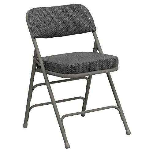 Flash Furniture HERCULES Series Premium Curved Triple Braced & Double Hinged Gray Fabric Metal Folding Chair