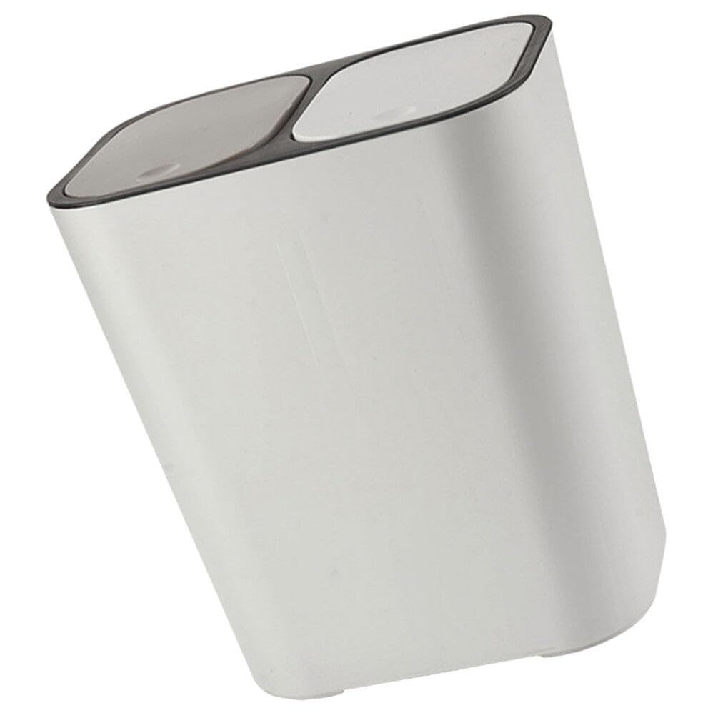 DEARMAMY Dual Trash Can, 2 Compartment Kitchen Garbage Can Plastic Dry and Wet Classified Recycling Bin Wastebasket Liter Bin Dustbin Rubbish Box Garbage Container for Home 15L