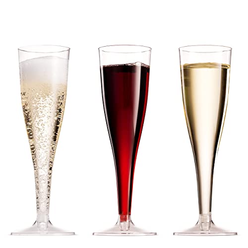 Munfix 50 Plastic Champagne Flutes 5 Oz Clear Plastic Toasting Glasses Disposable Wedding Party Cocktail Cups