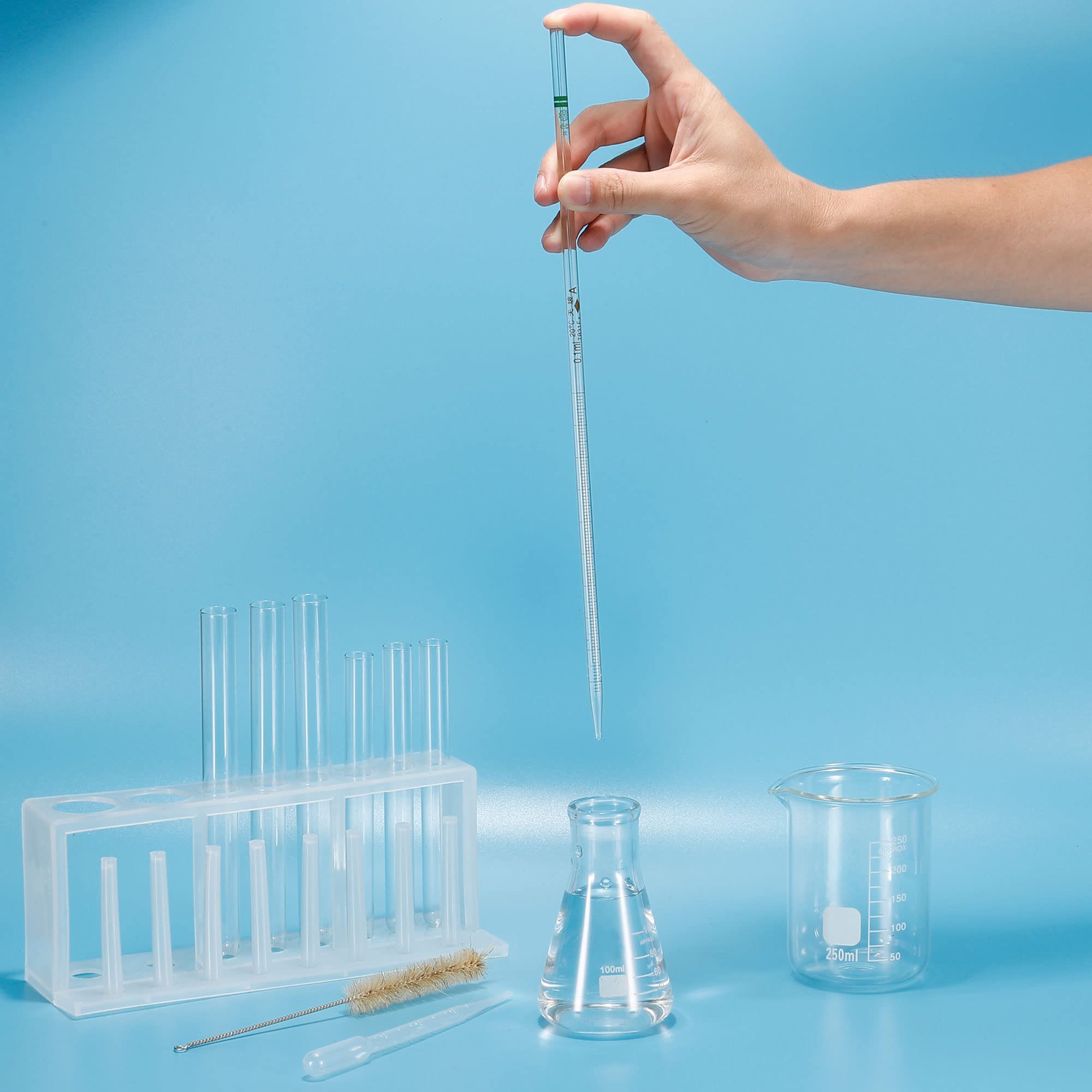 PATIKIL Graduated Dropper Pipettes, 1 Pcs 25ml Reusable Borosilicate Glass Pipette for Transfer Liquid for Laboratory, Chemistry, Clear