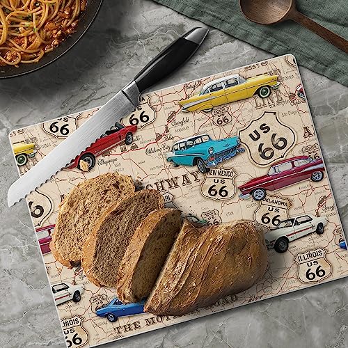 CounterArt Route 66 Map 3mm Heat Tolerant Tempered Glass Cutting Board 10β x 8β Manufactured in the USA Dishwasher Safe