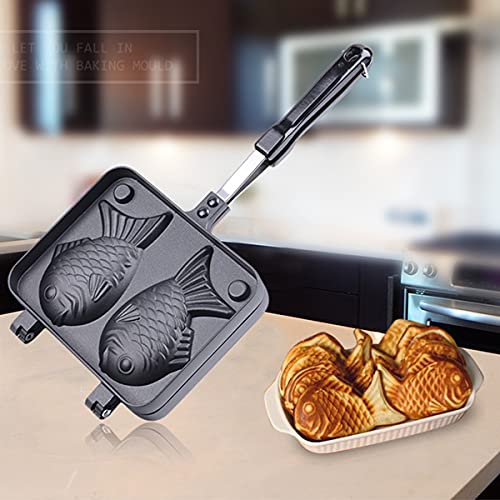Hovico Taiyaki Japanese Fish-Shaped Pancake Double Pan, Waffle Cake Maker Pan Fish-Shaped Pancake Double Pan Mold for Home DIY Cooking Party Dessert