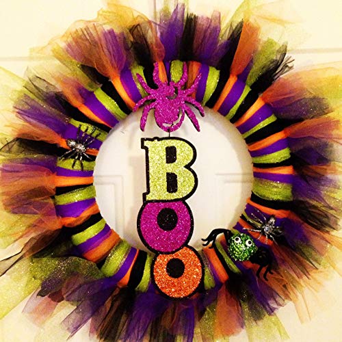 Ginfonr Halloween Tulle Rolls with Orange Black Purple Fabric Bolt Spool for Wedding Tutu Table Skirt DIY Crafting Favors Pew Bow Banquet Party Decor (6 Inches x 25 Yards, 3 Roll)