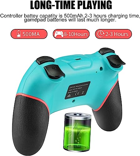 Diswoe Controller for Switch, Wireless Pro Controller for Switch/Switch Lite/Switch OLED, Remote Gamepad with Joystick, Adjustable Turbo Vibration, Ergonomic Non-Slip - Blue