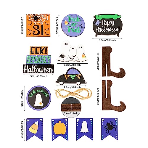 Halloween Decorations - Halloween Tiered Tray Decor -Wood Book Stack Sign Witches Cauldron Halloween Garland Halloween Decorations for Home Halloween Fall Decorations Indoor
