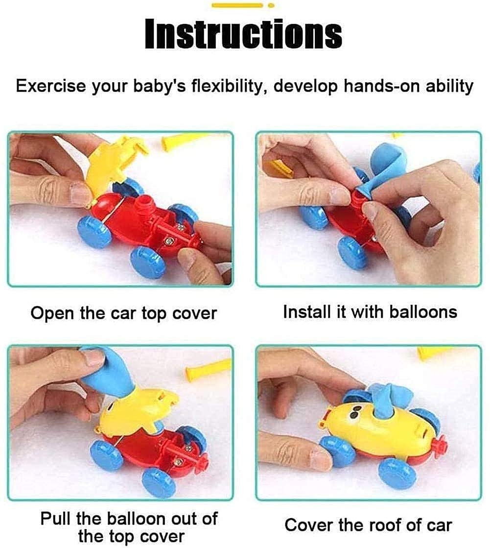 KLQQLK Balloon Powered Launch Car,Balloon Air Inflator Hand Push Mini Plastic Air Power Balloon Racer Vehicle Car Toy for Kids Gift (Frog)